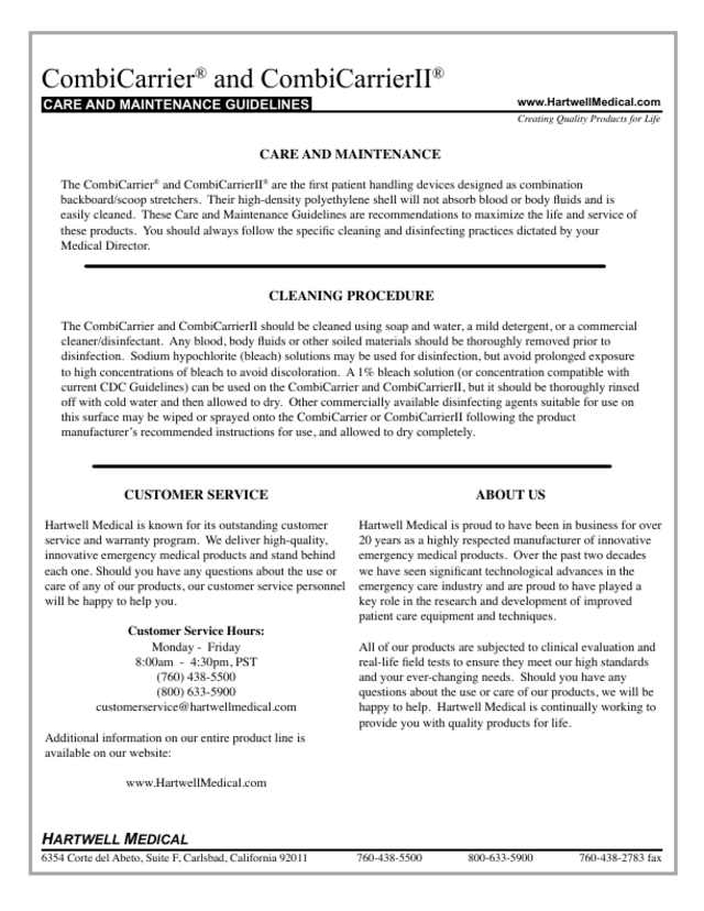 CombiCarrier and CombiCarrier II Care and Maintenance Guidelines PDF ...