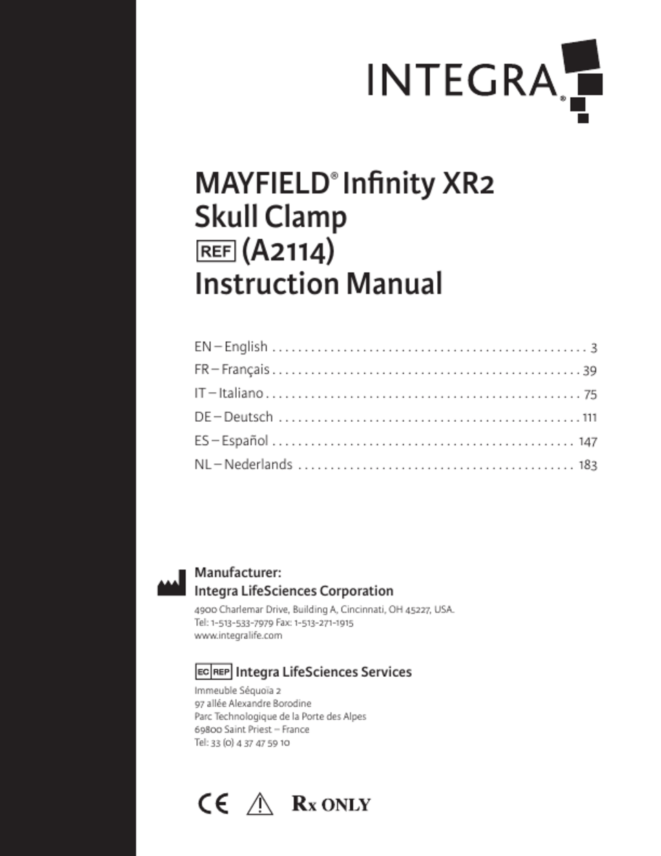 MAYFIELD Infinity XR2 Base Unit Instruction Manual PDF download