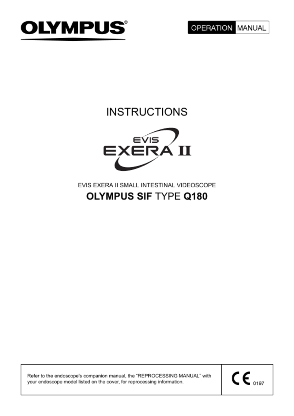 SIF-Q180 EVIS EXERA II SMALL INTESTINAL VIDEOSCOPE Operation Manual ...