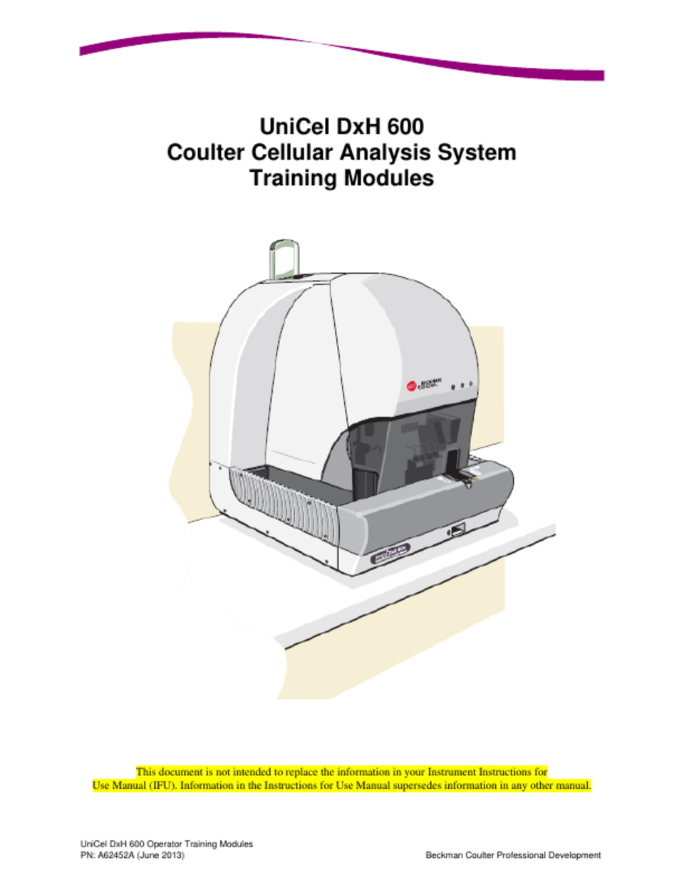 UniCel DxH 600 Training Modules June 2013 PDF download