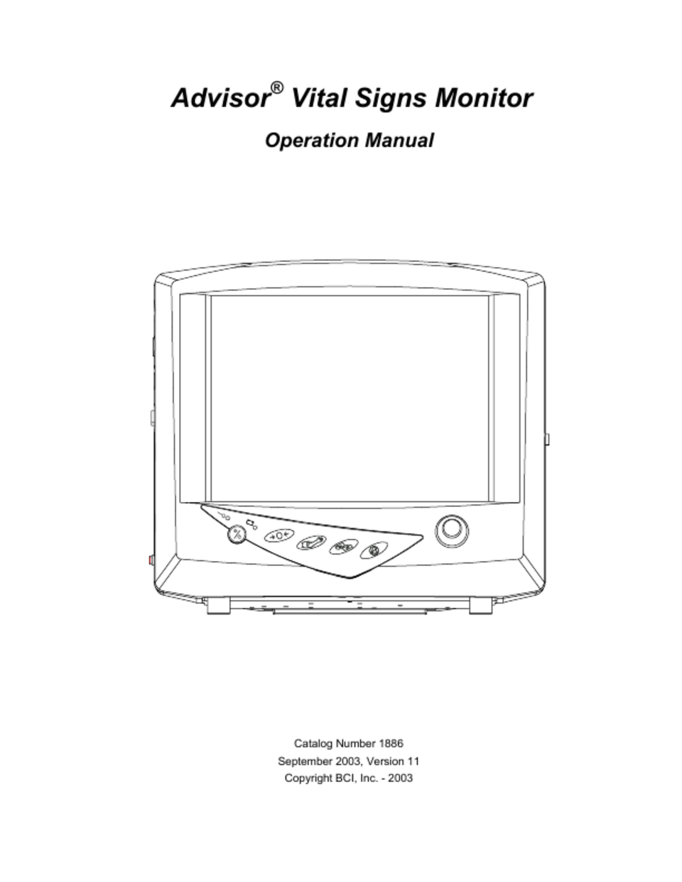 9200 Advisor Vital Signs Monitor Operation Manual Ver 11 Sept 2003 PDF ...
