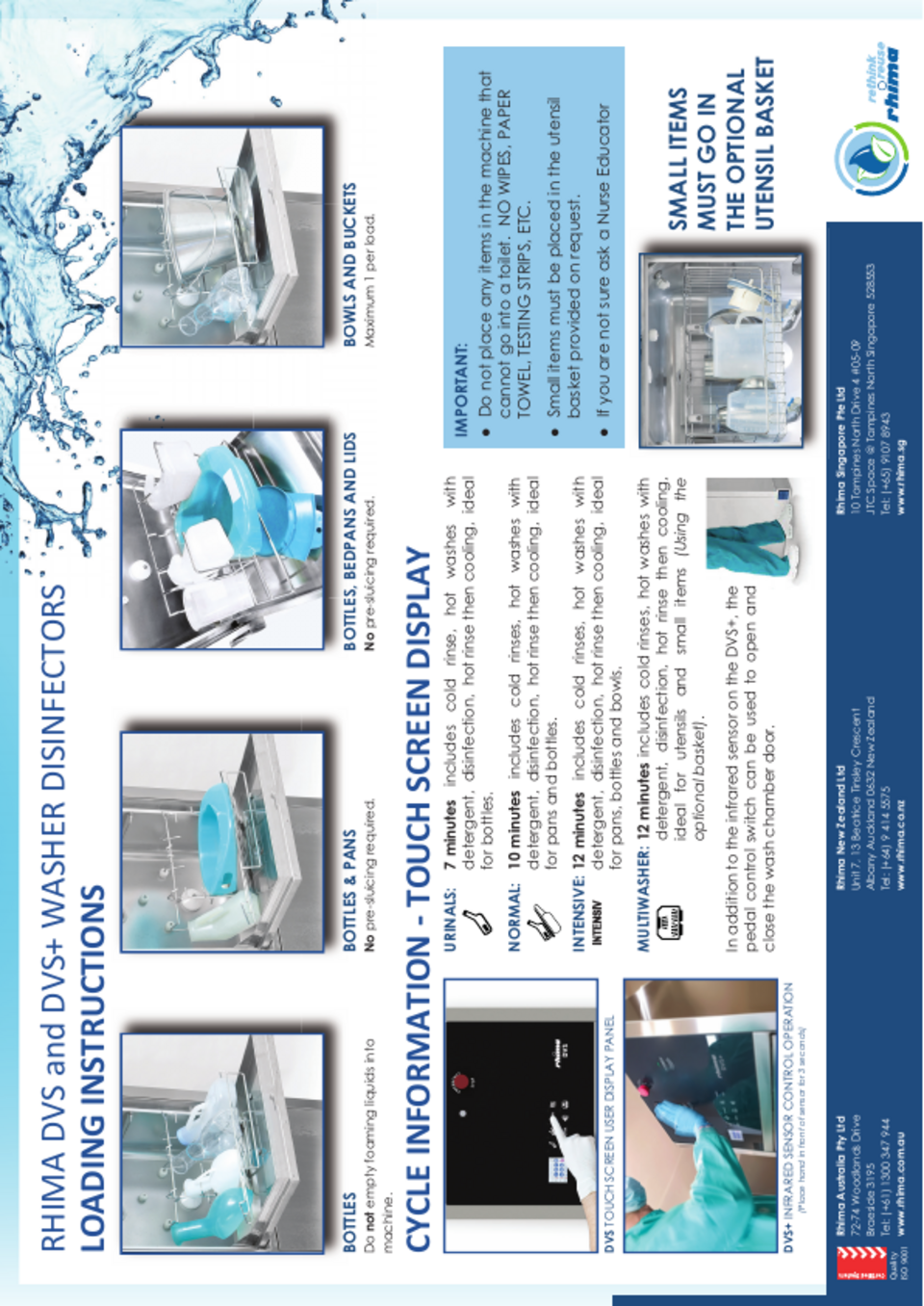 DVS and DVS+ Washer Disinfector Loading Instructions PDF download