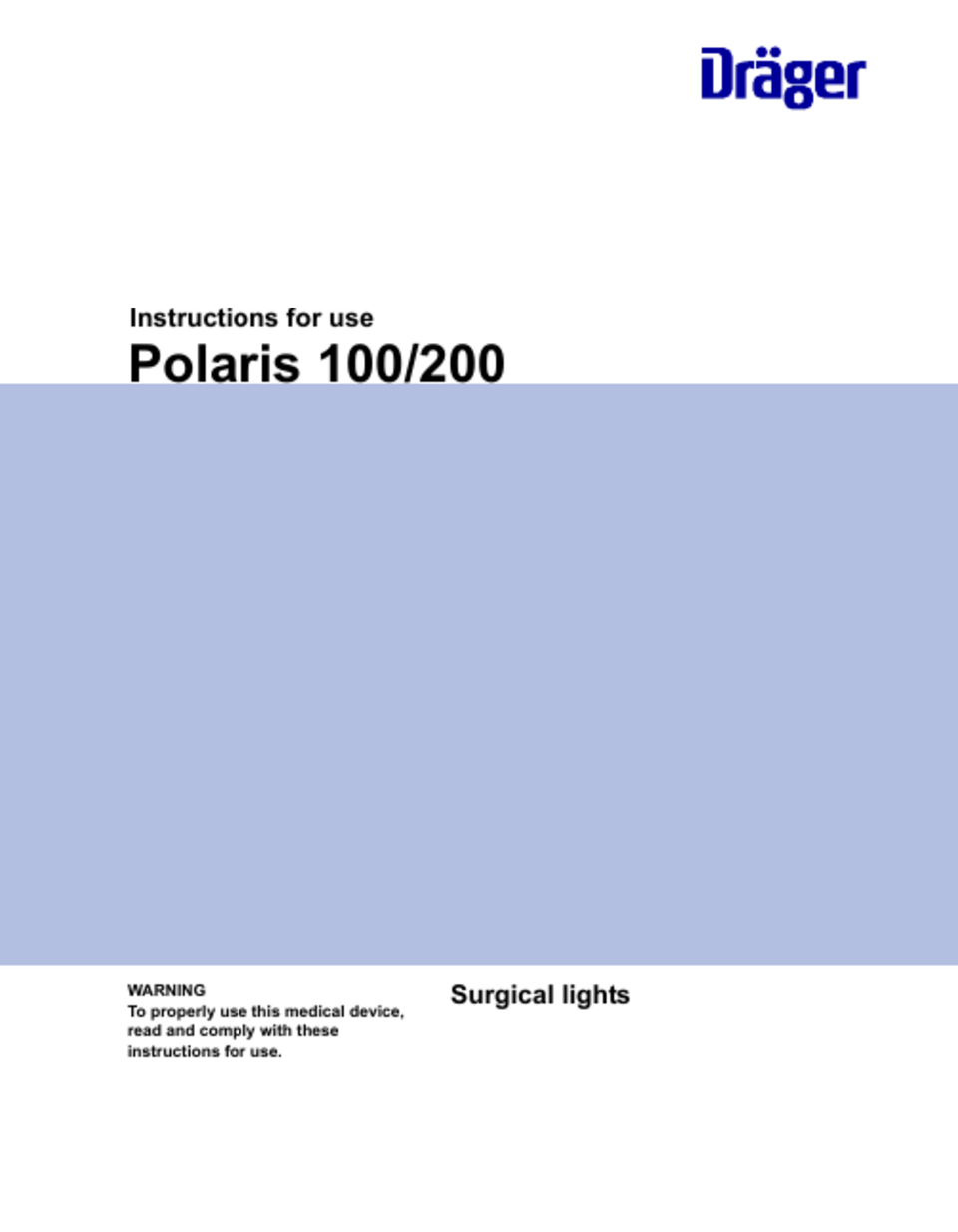 Polaris 100 and 200 Surgical lights Instructions for Use Aug 2019 PDF ...