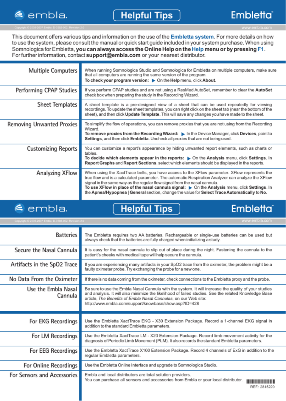 Embletta Helpful Tips Rev 2.0 PDF download