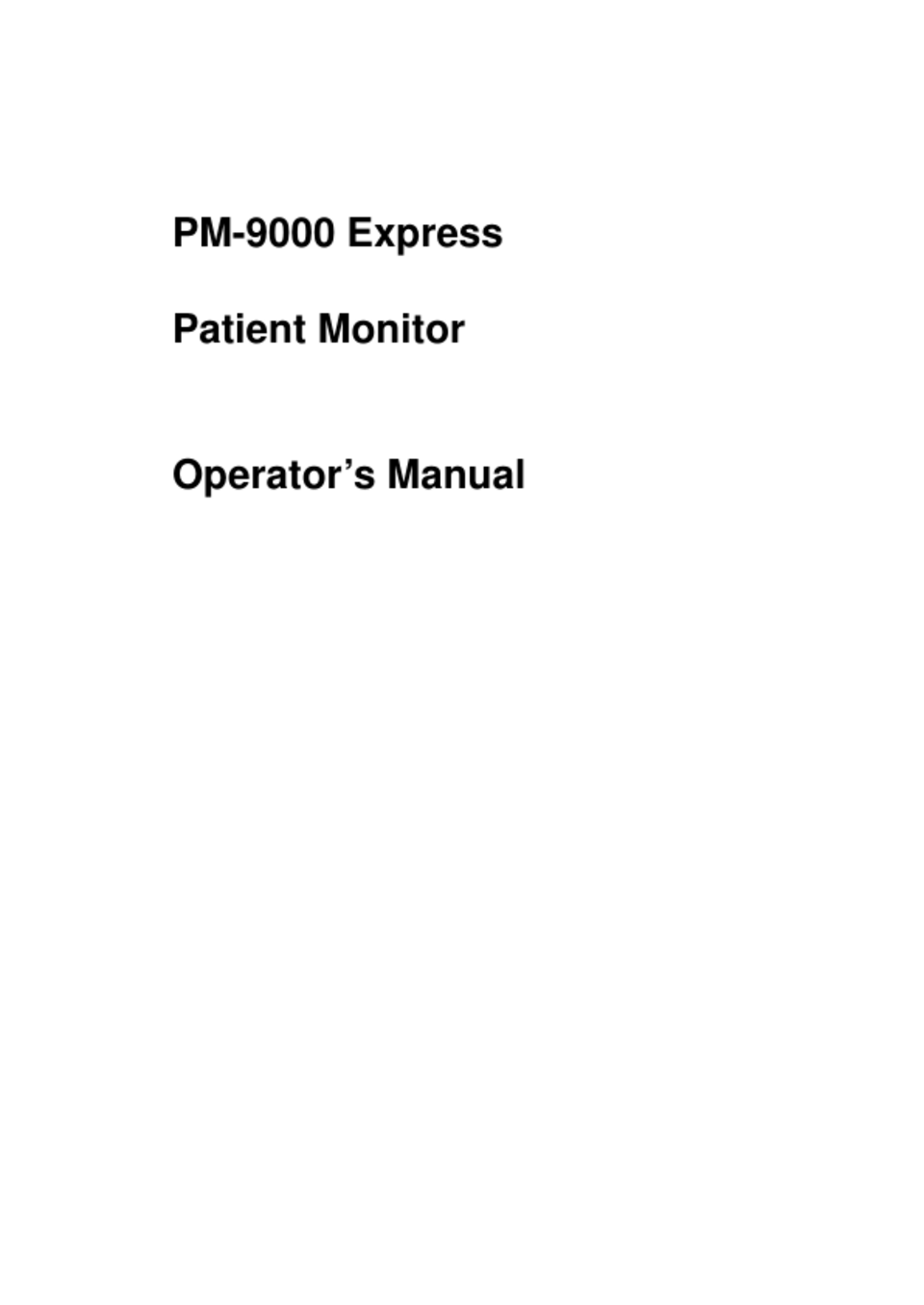 PM-9000E Patient Monitor Operators Manual Rev 3.4 PDF download