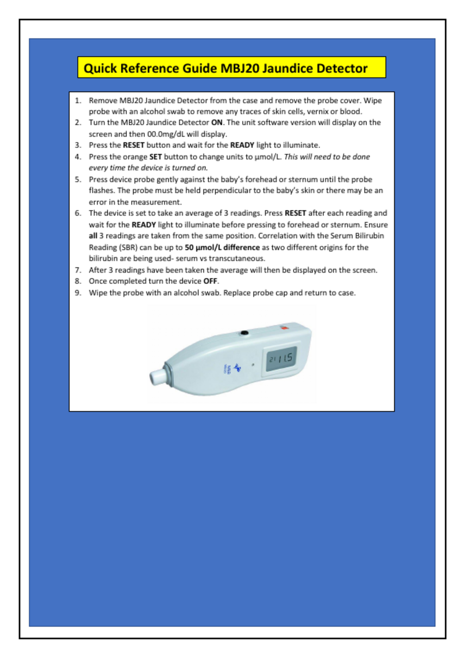MBJ20 Quick Reference Guide PDF download