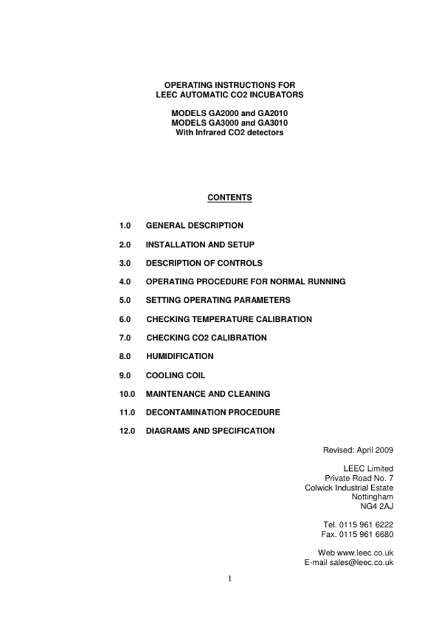 GA2000 and 3000 series Operating Instructions April 2009 PDF download