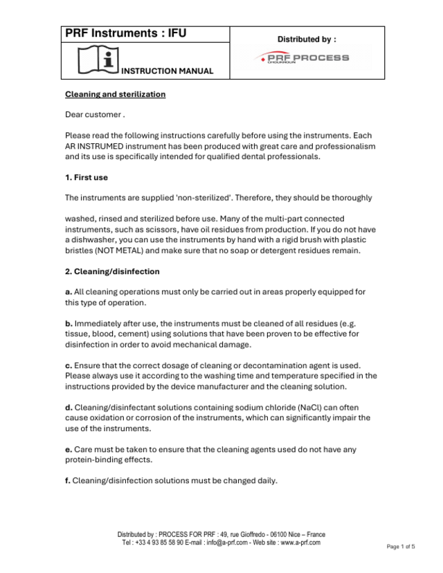 PRF Instruction Manual PDF download