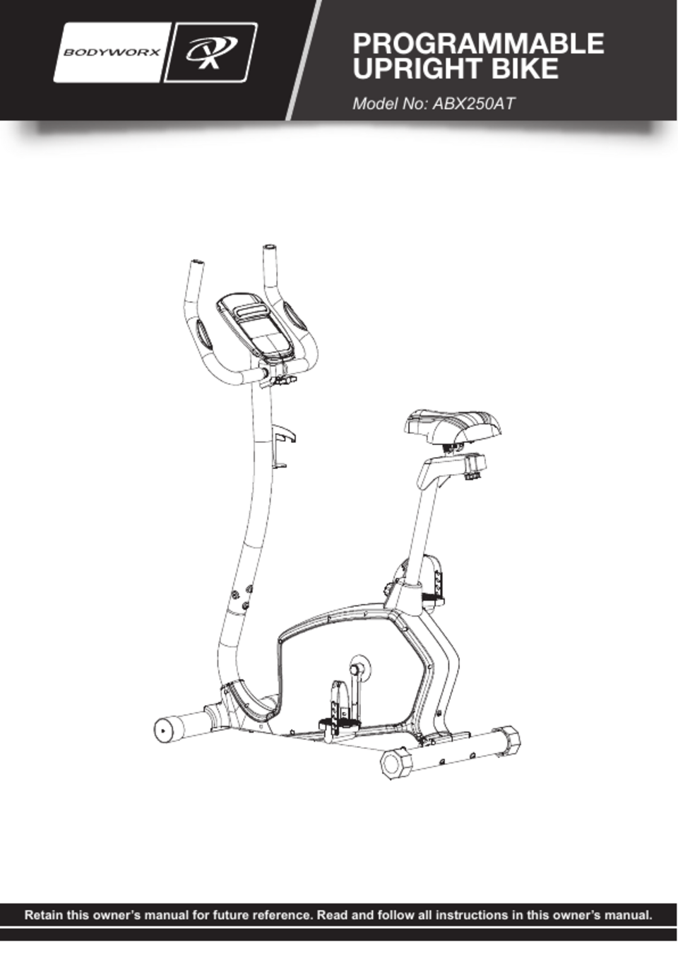 Model No ABX250AT PROGRAMMABLE UPRIGHT BIKE User Manual 2020 PDF download