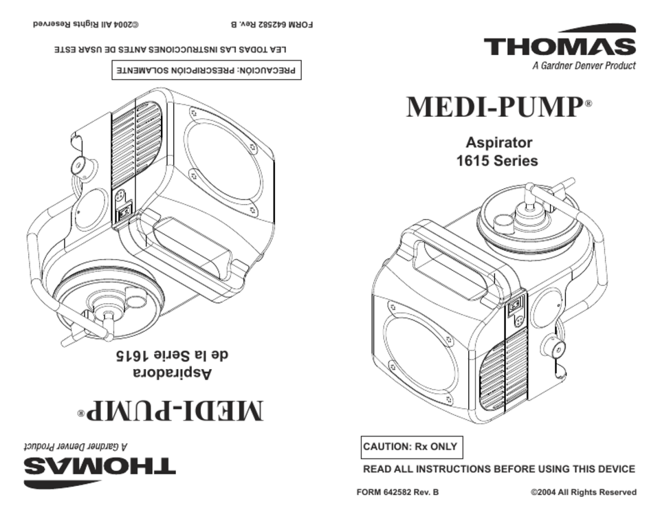 MEDI-PUMP Aspirator 1615 Series Instructions Rev B PDF download