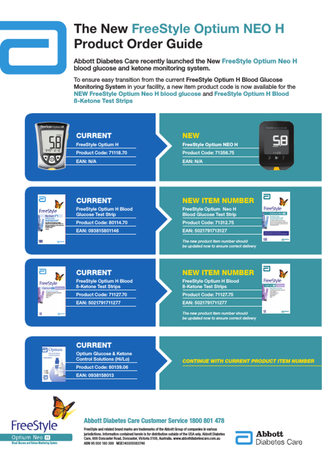 FreeStyle Optium Neo H Product Order Guide PDF download
