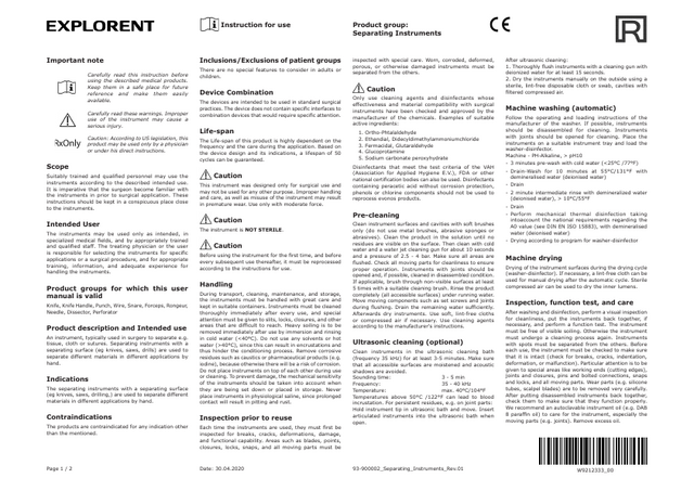 EXPLORENT Seperating Instruments Instructions for Use PDF download
