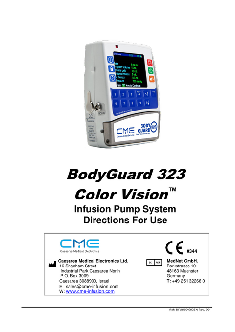 BodyGuard 323 Epidural Infusion System Directions For Use Rev 00 PDF ...