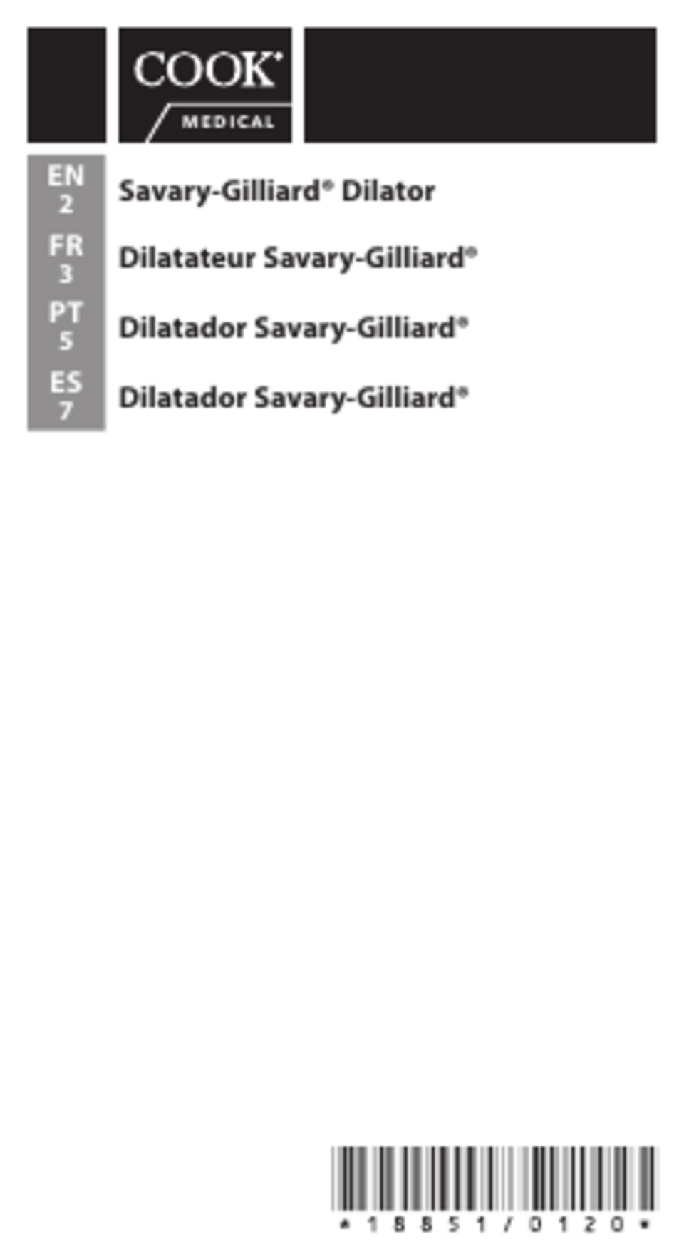 Savary-Gilliard Dilator SGD-x-xx Instructions for Use PDF download