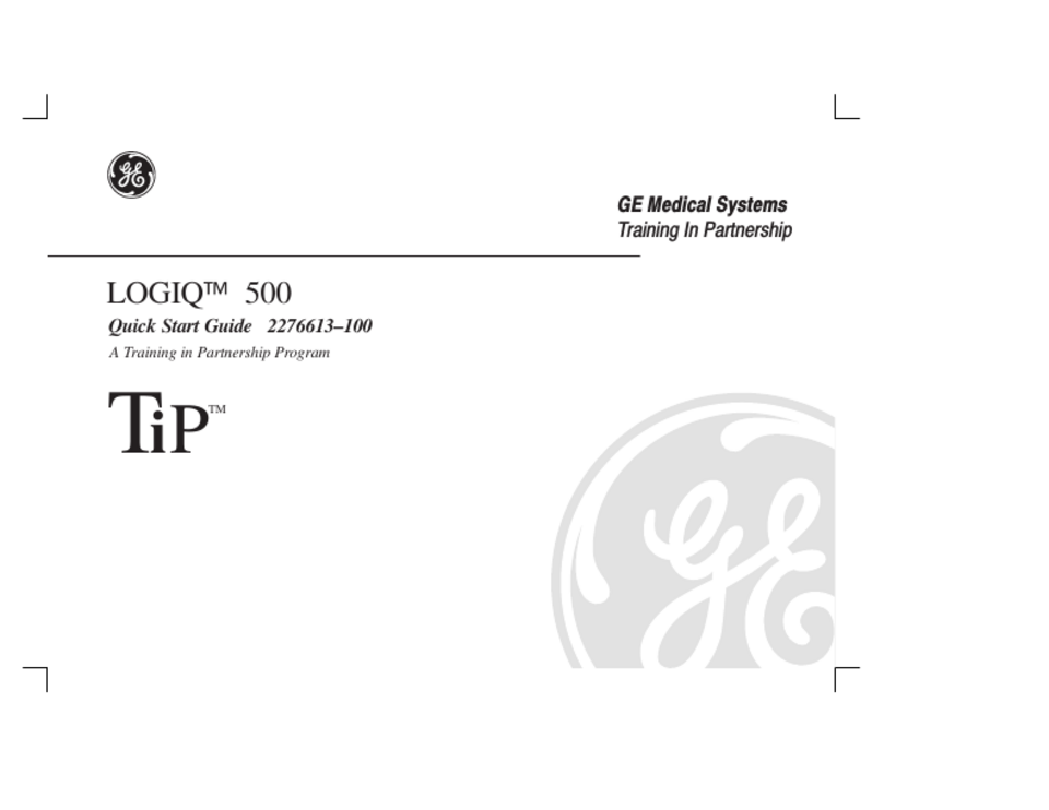 LOGIQ 500 Quick Start Guide Rev 0 PDF download