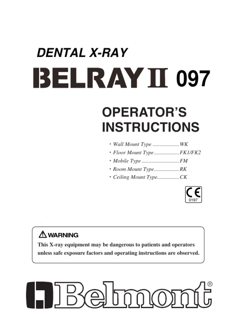 BELRAY II 097 Operators Instructions PDF download