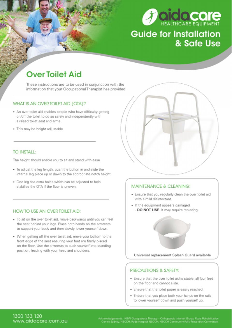 Over Toilet Aid Guide for Installation and Safe Use PDF download