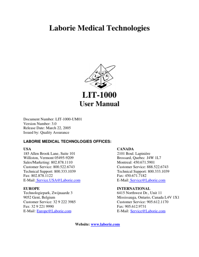 LIT-1000 User Manual Ver 3.0 March 2005 PDF download