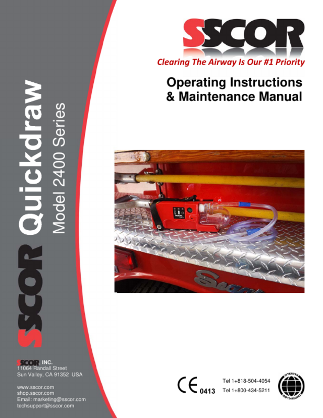 SSCOR Quickdraw Model 2400 Series Operating Instructions and ...