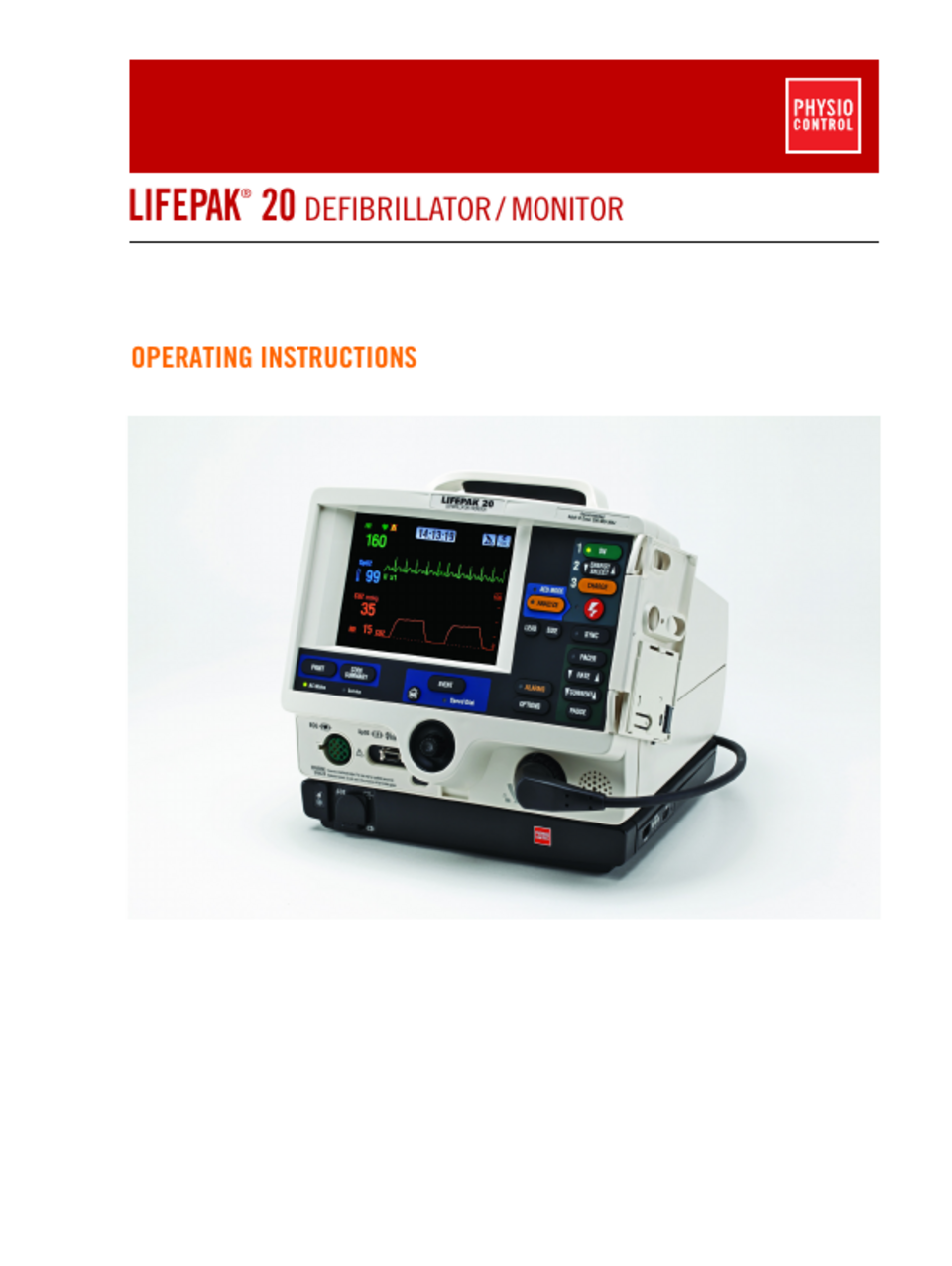 LIFEPAK 20 Defibrillator Monitor Operating Instructions PDF download