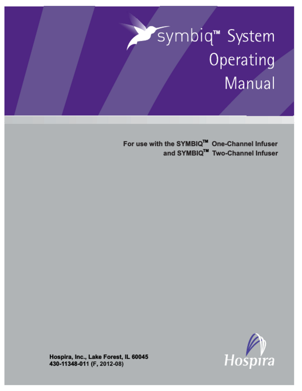 Symbiq System Operating Manual Rev F Aug 2012 PDF download