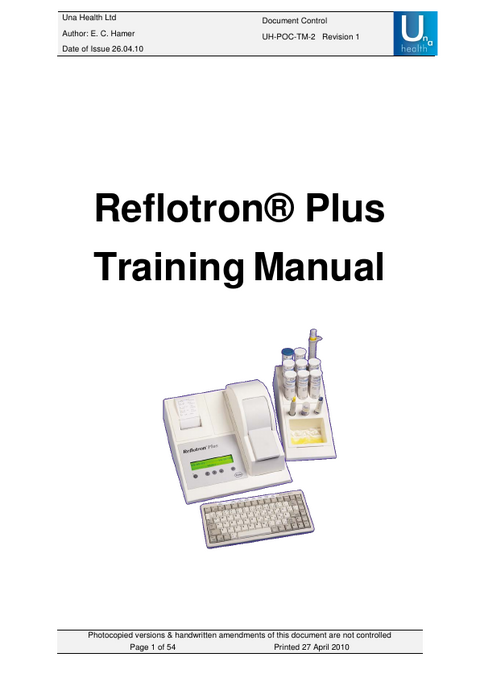 Reflotron Plus Training Manual Rev 1 April 2010 PDF download
