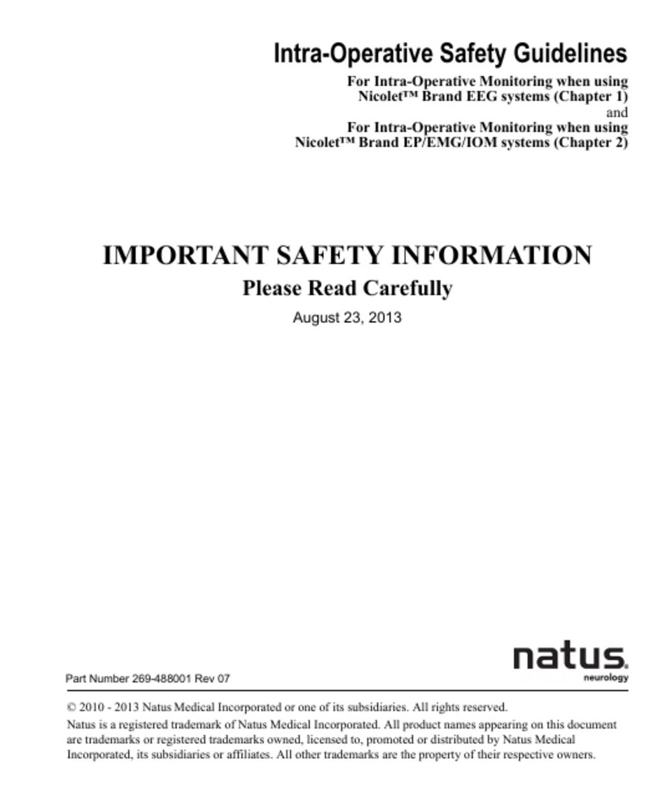 Natus Intra-Operative Safety Guidelines Rev 07 Aug 2013 PDF download