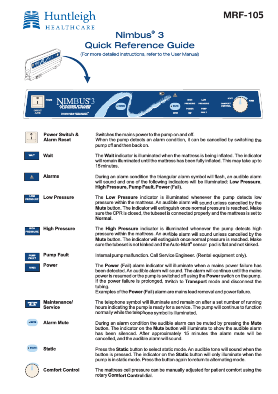 Huntleigh Nimbus 3 Quick Reference Guide Jan 2005 PDF download