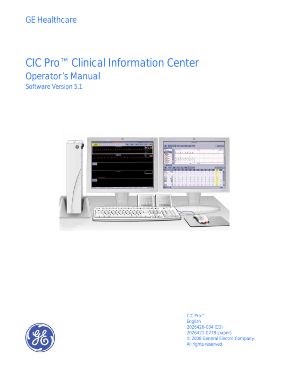 CIC Pro Clinical Information Center Operators Manual Sw Ver 5.1 Sept ...