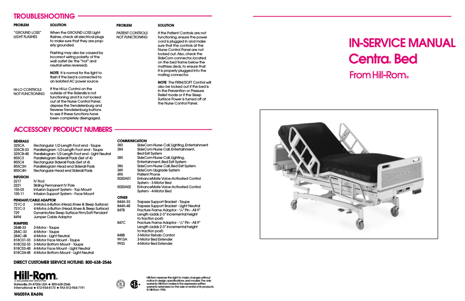 Hill-Rom Centra In-Service Manual PDF download