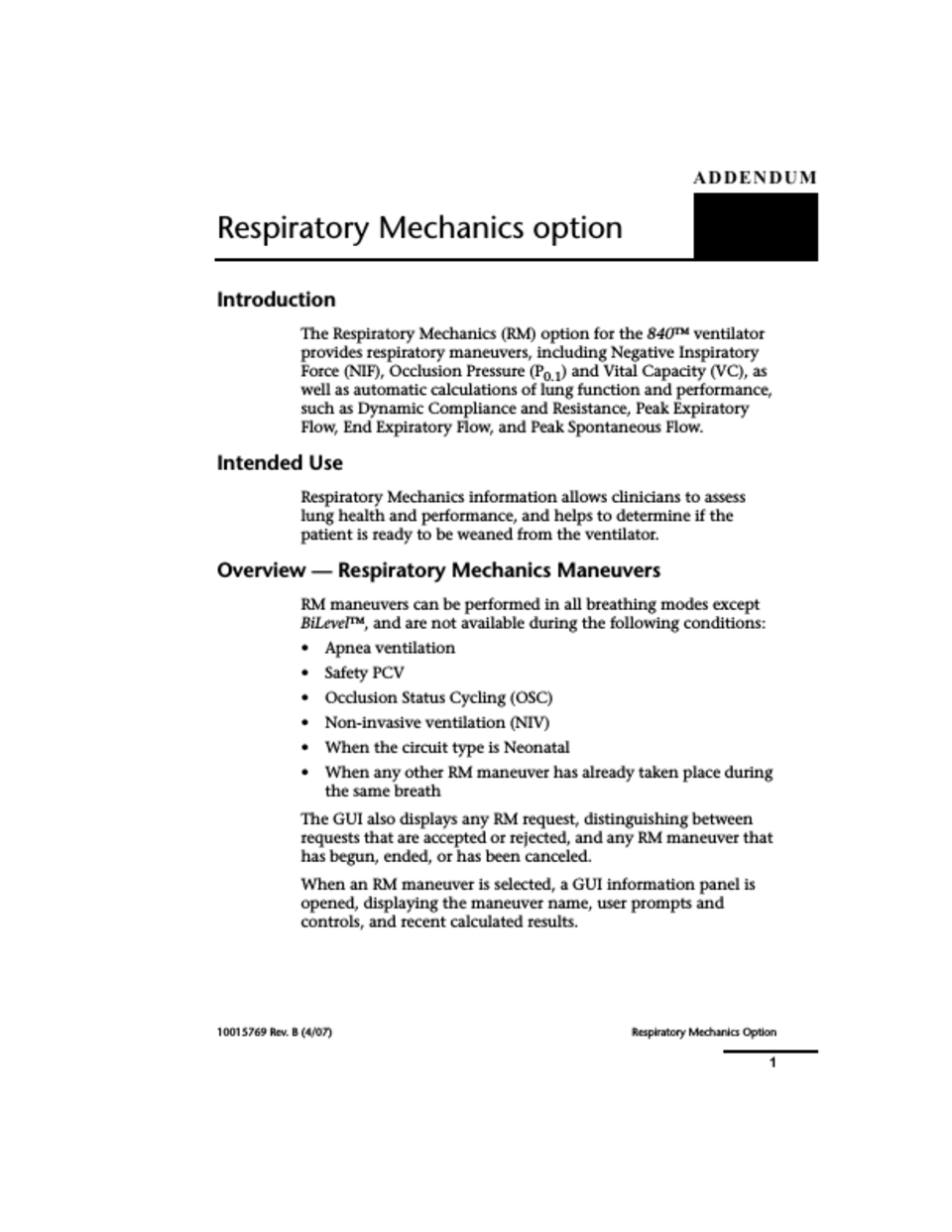 800 Series Ventilator System Operator’s Manual Addendum Rev B ...