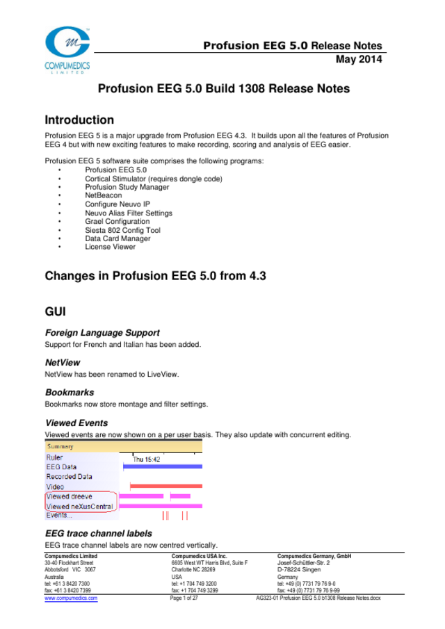 Profusion EEG 5 Release Notes May 2014 PDF download
