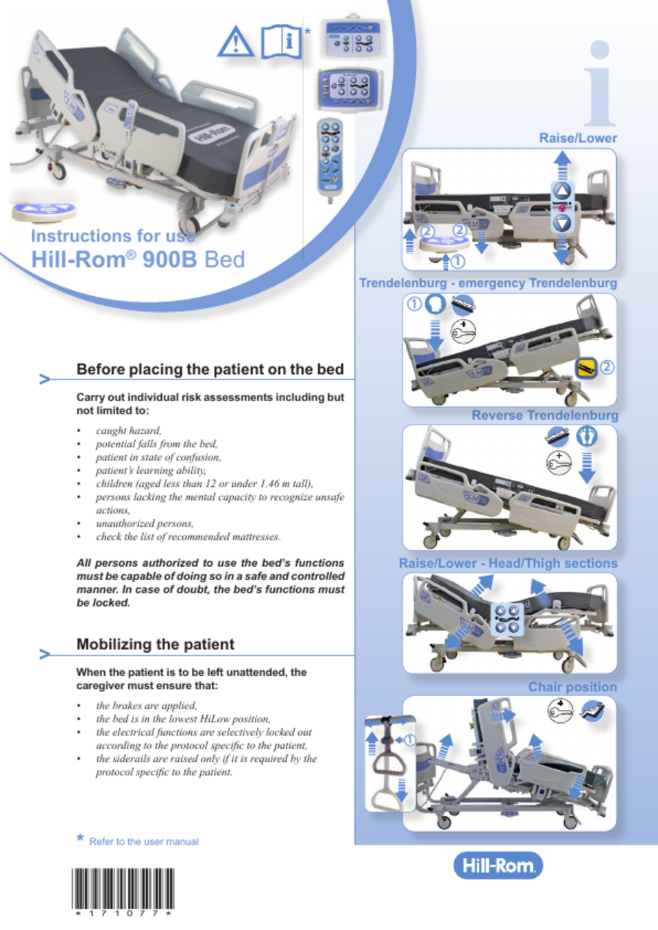 Hill-Rom 900SSR Quick Reference Guide Rev 001 Oct 2017 PDF download