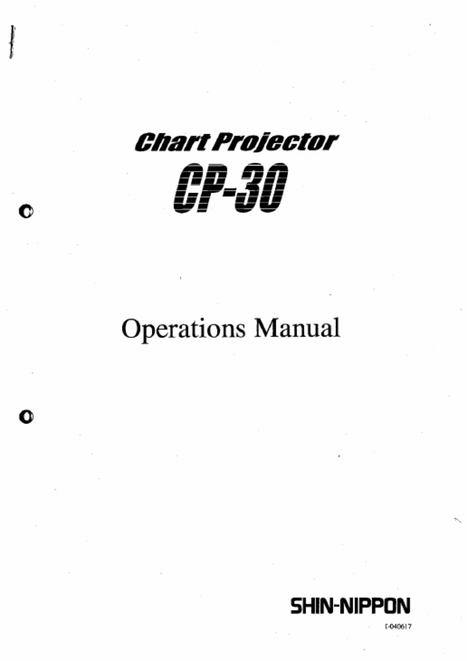CP-30 Chart Projector Operation Manual PDF download