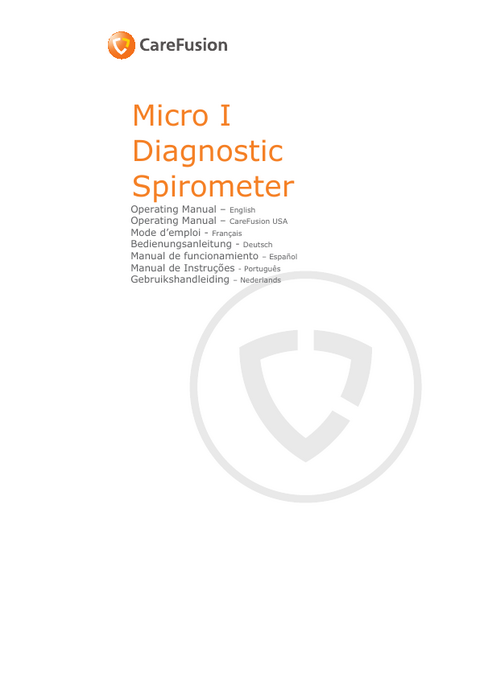 CareFusion Micro I Diagnostic Spirometer Operating Manual Issue 1.2 May ...