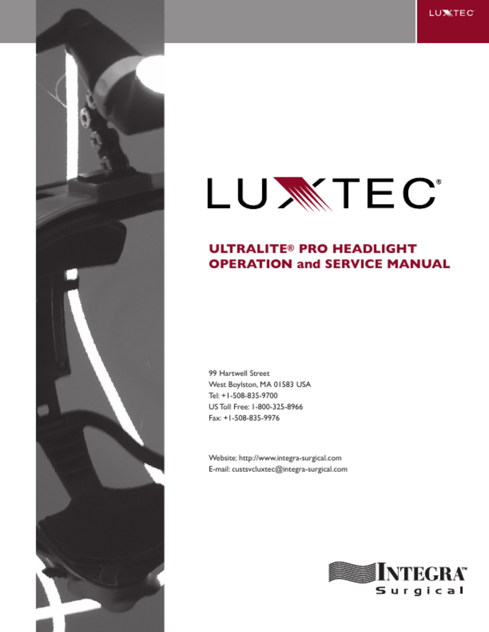 ULTRALITE PRO HEADLIGHT Operation and Service Manual Rev B March 2009 ...