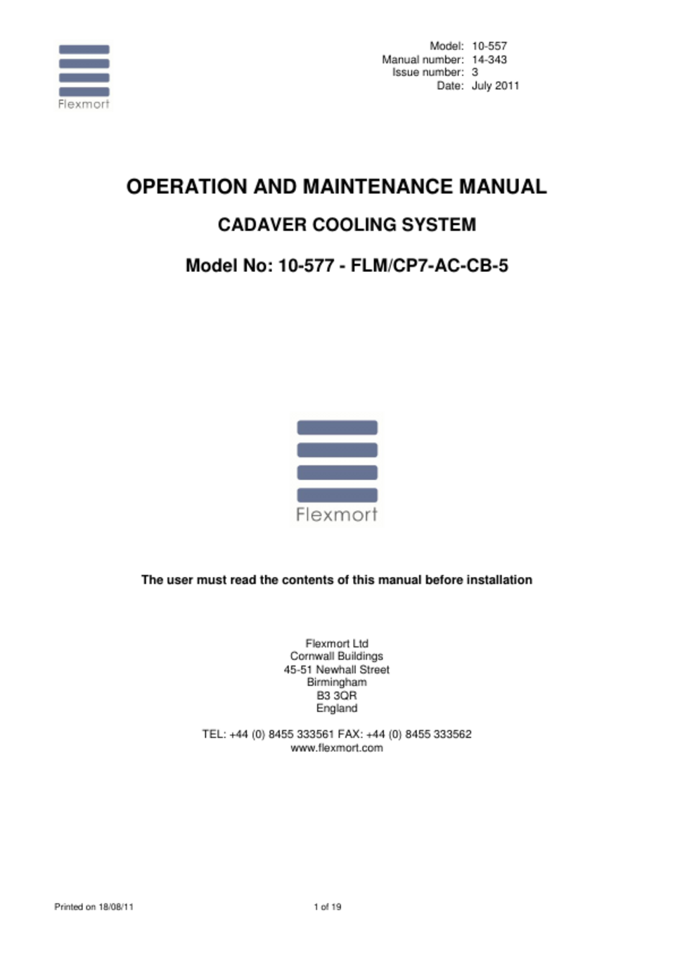 Model 10-577 Operation & Maintenance Manual Issue 3 July 2011 PDF download