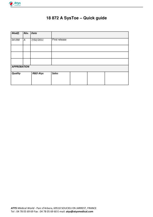 18 872 A SysToe – Quick Guide Rev A Feb 2011 PDF download