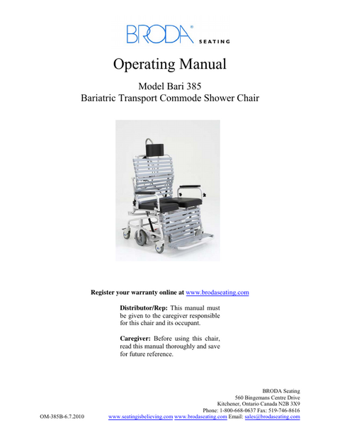 Model Bari 385 Bariatric Transport Commode Shower Chair Operating ...