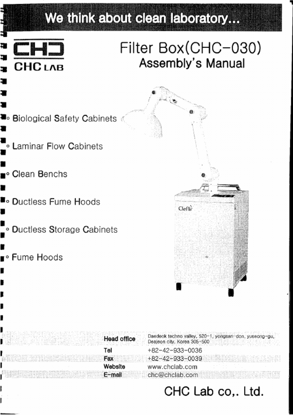 CleAir Filter Box CHC-030 Assembly Manual PDF download