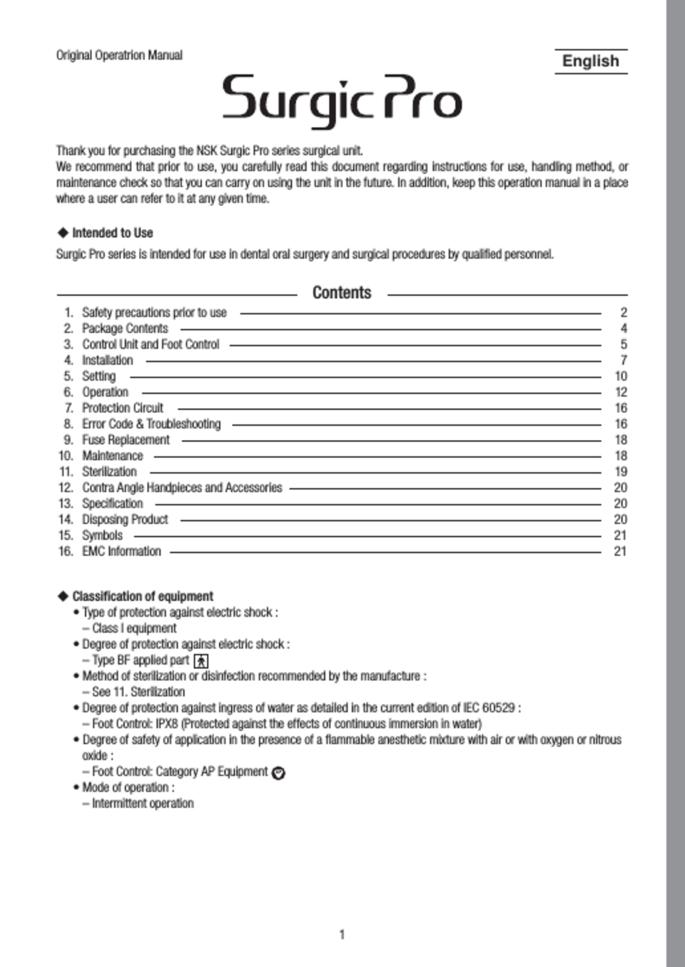 SurgicPro Operation Manual PDF download