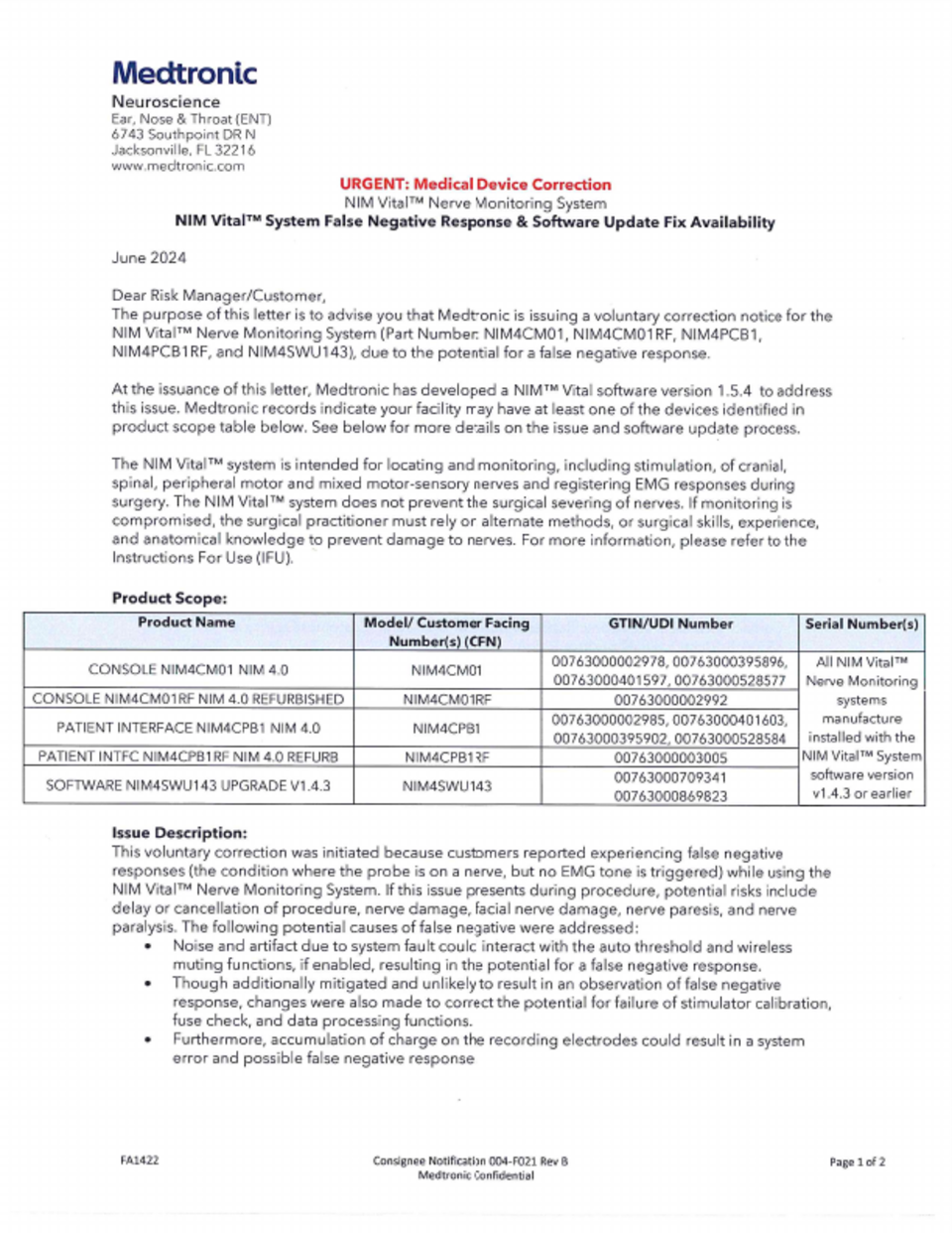 RECALL: NIM Vital System Urgent Medical Device Correction PDF download