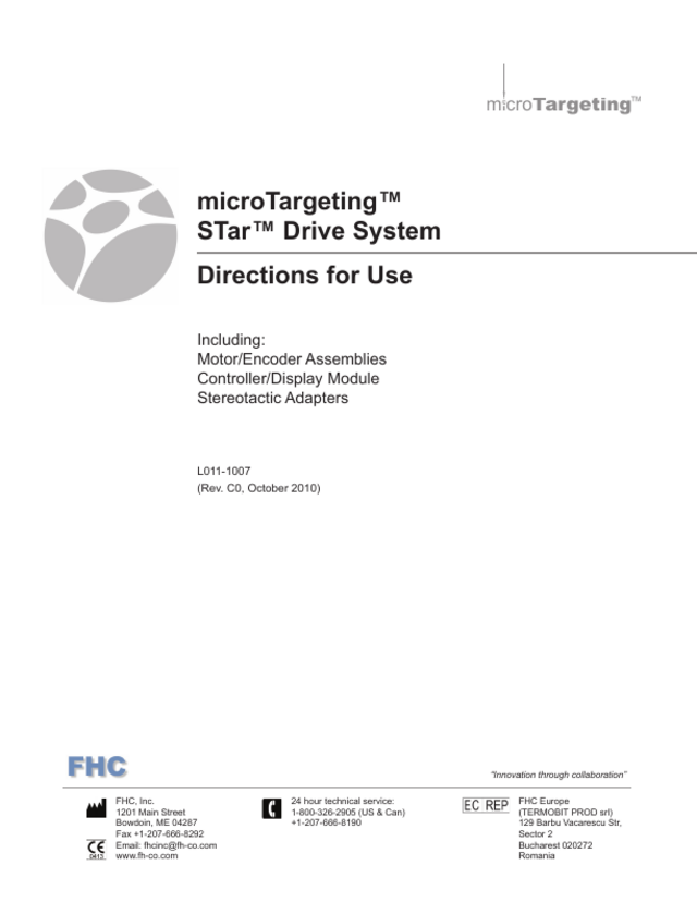 microTargeting STar Drive Directions for Use Rev C0 Oct 2010 PDF download