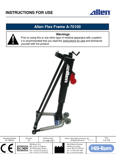 Flex Frame A-70100 Instructions for Use Rev A5 April 2017 PDF download
