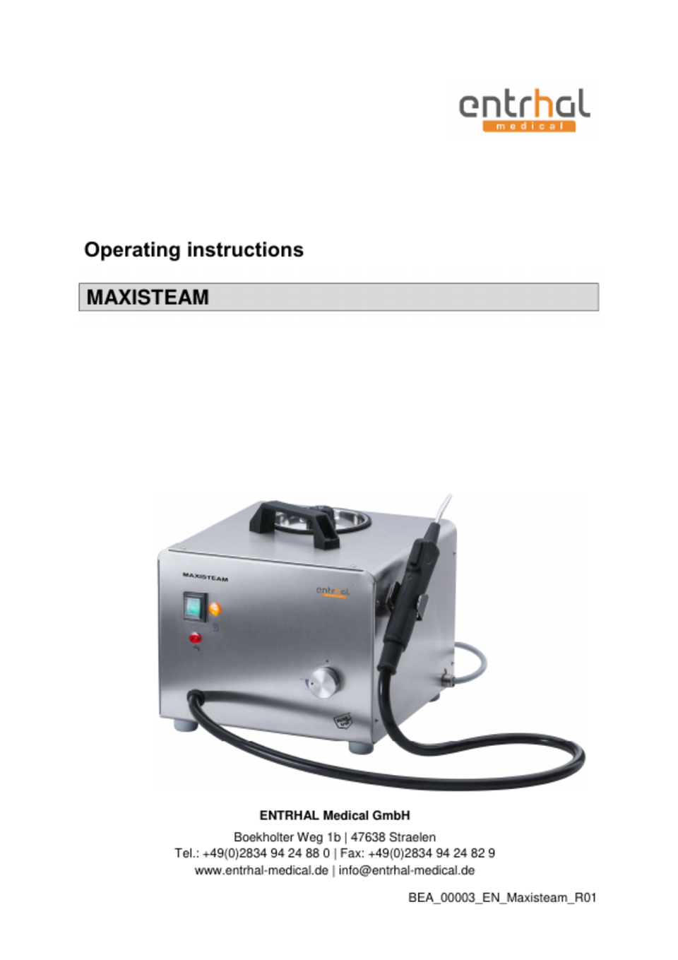 MAXISTEAM Operating Instructions PDF download