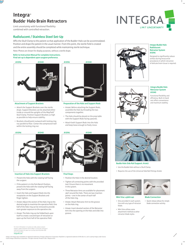 BUDDE Halo Brain Retractors Set-Up Guide PDF download