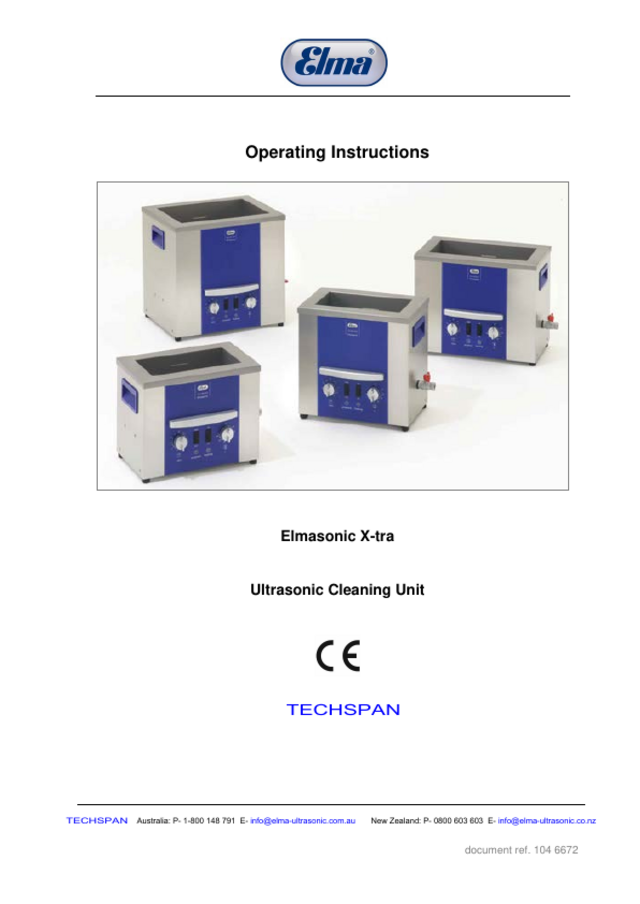 Elmasonic X-tra Operating instructions PDF download