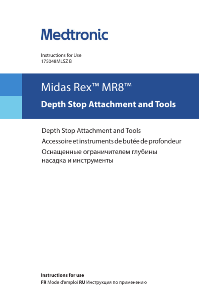 Midas Rex MR8 Depth Stop Attachment and Tools PDF download
