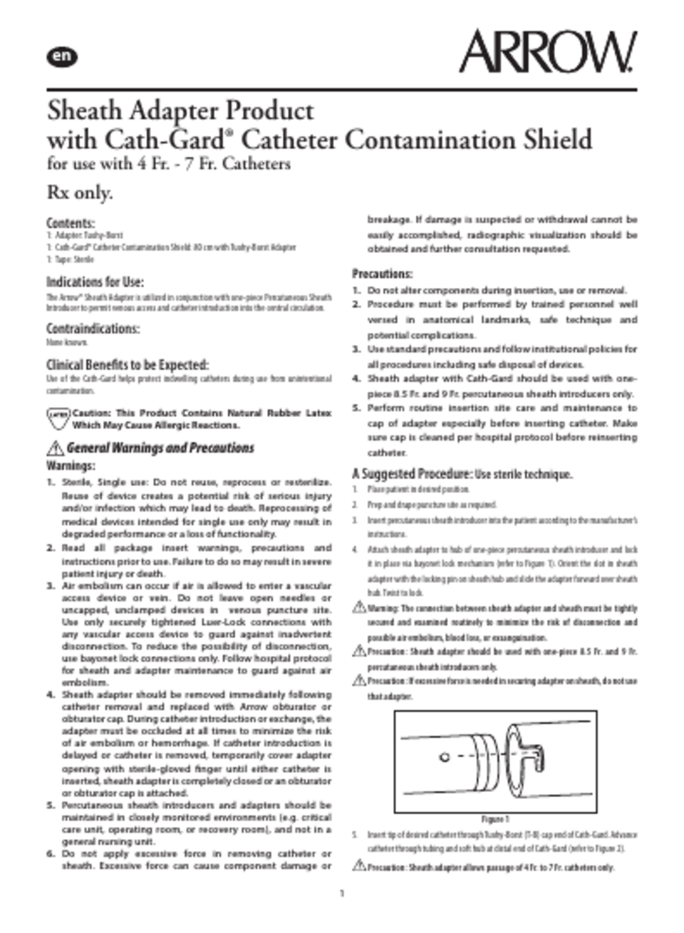 Sheath Adapter Product with Cath-Gard® Catheter Contamination Shield ...