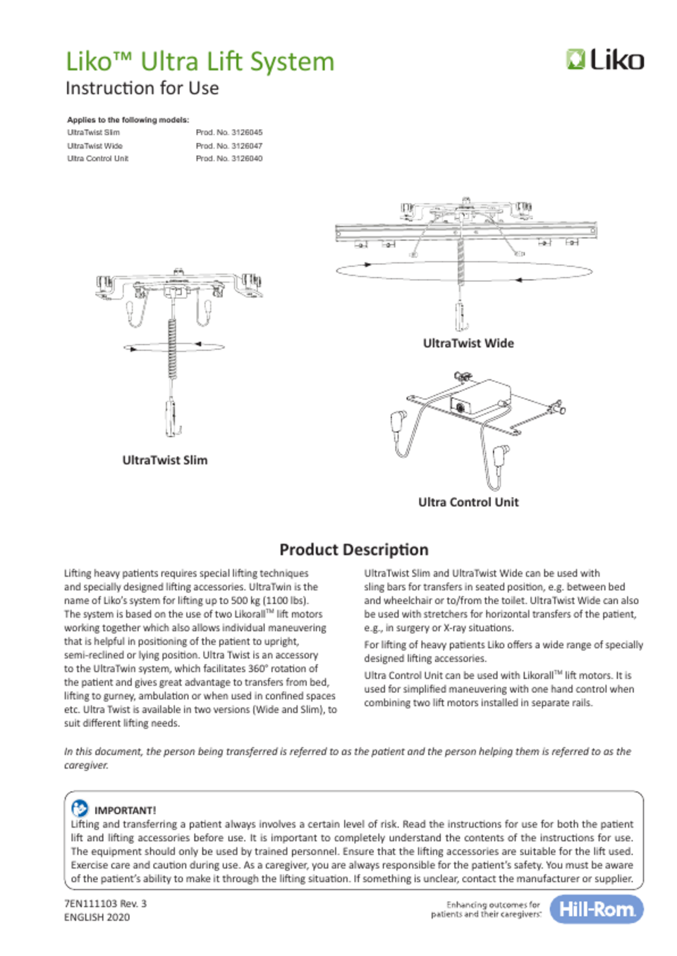 Ultra Lift System Instructions for Use Rev 3 PDF download